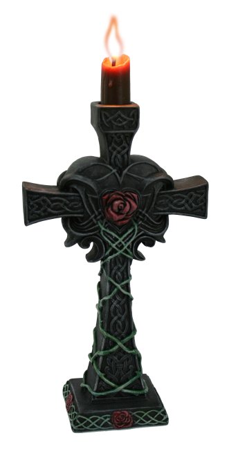 Gotico - Candelabro Croce Celtica Con Rosa